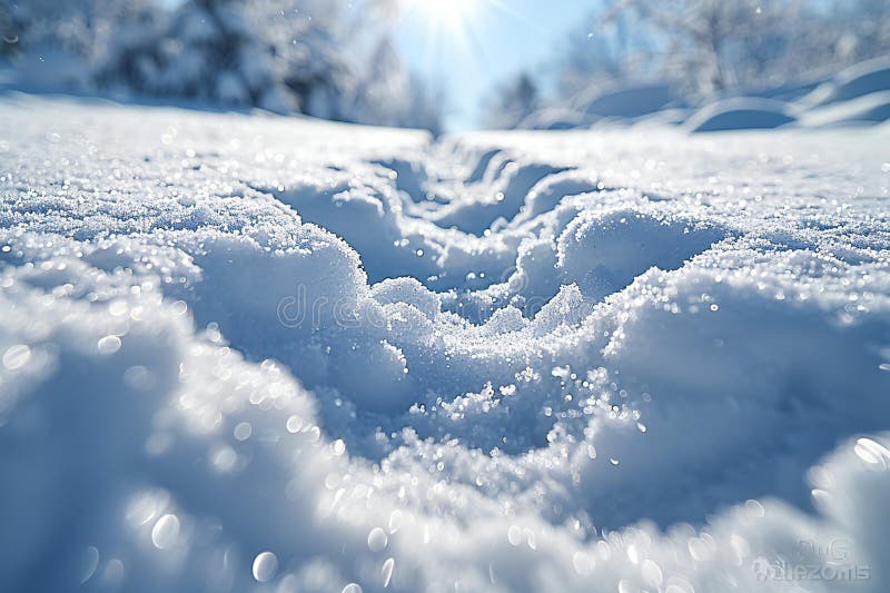 A Closeup of Fresh Snow Texture, with a Flat Surface and Visible ...