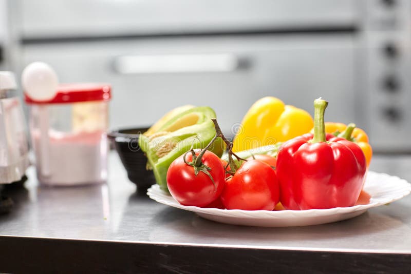Closeup of Fresh Vegetable. Cooking in a Restaurant Kitchen Stock Image ...
