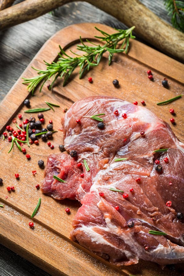 Closeup of Fresh Venison Prepared for Frying Stock Image - Image of ...
