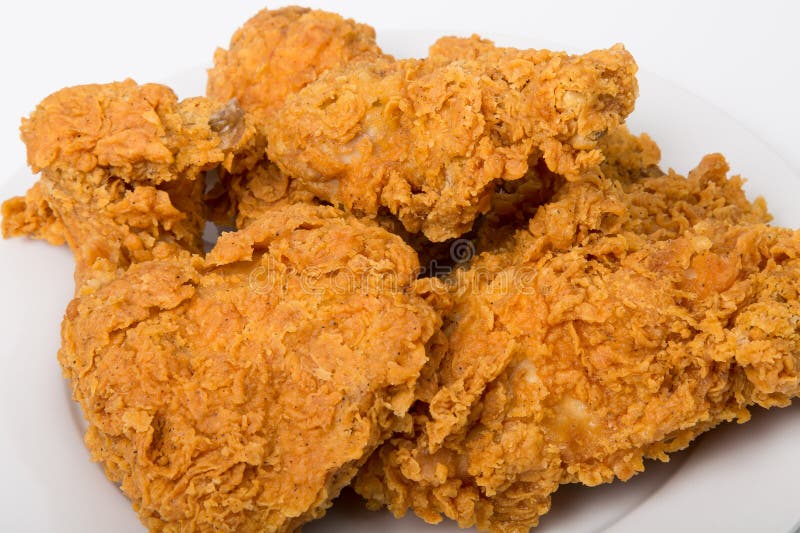 Closeup of Fried Chicken on White Plate Stock Image - Image of plate ...