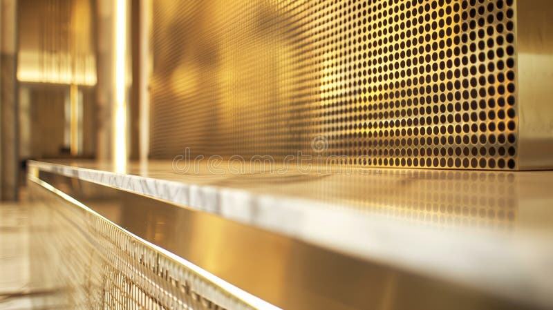 Closeup of the Front Counter, White Marble and Light Brown Leather ...