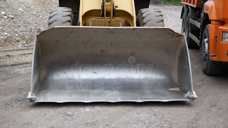 Closeup of Front Loader Bucket on Construction Site Stock Footage ...