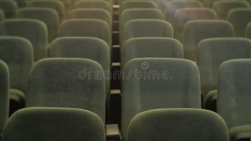 Closeup Front Row Empty Chair in Cinema Hall Stock Footage - Video of ...