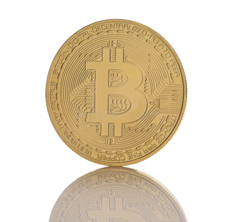 Closeup of the Front Side of a BitCoin, Isolated on White Stock Photo ...
