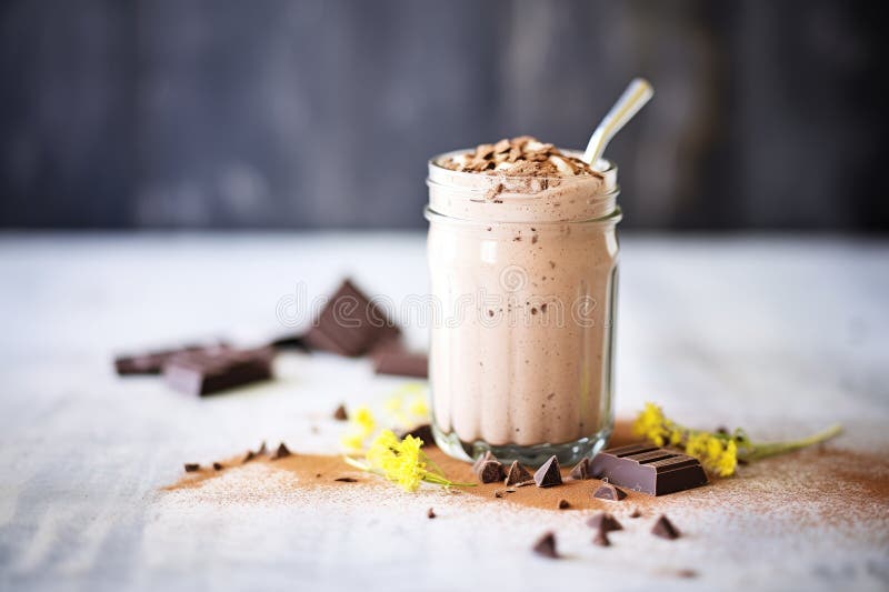 Closeup of a Frothy Chocolate Shake with Cocoa Powder Sprinkled Stock ...