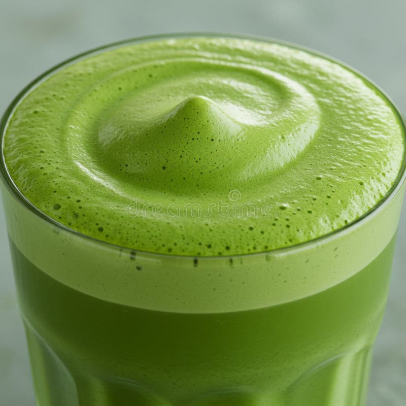 Closeup of Frothy Matcha Green Tea Drink Stock Illustration ...