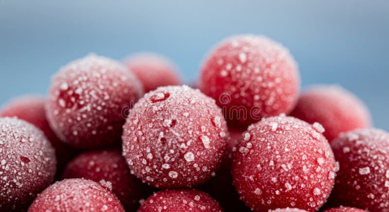 Closeup of Frozen Red Berries with Ice Crystals Stock Illustration ...