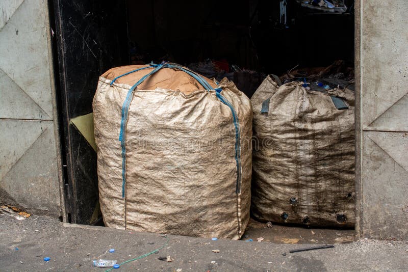 Closeup of Full Sacks on the Storage Room Stock Photo - Image of wall ...