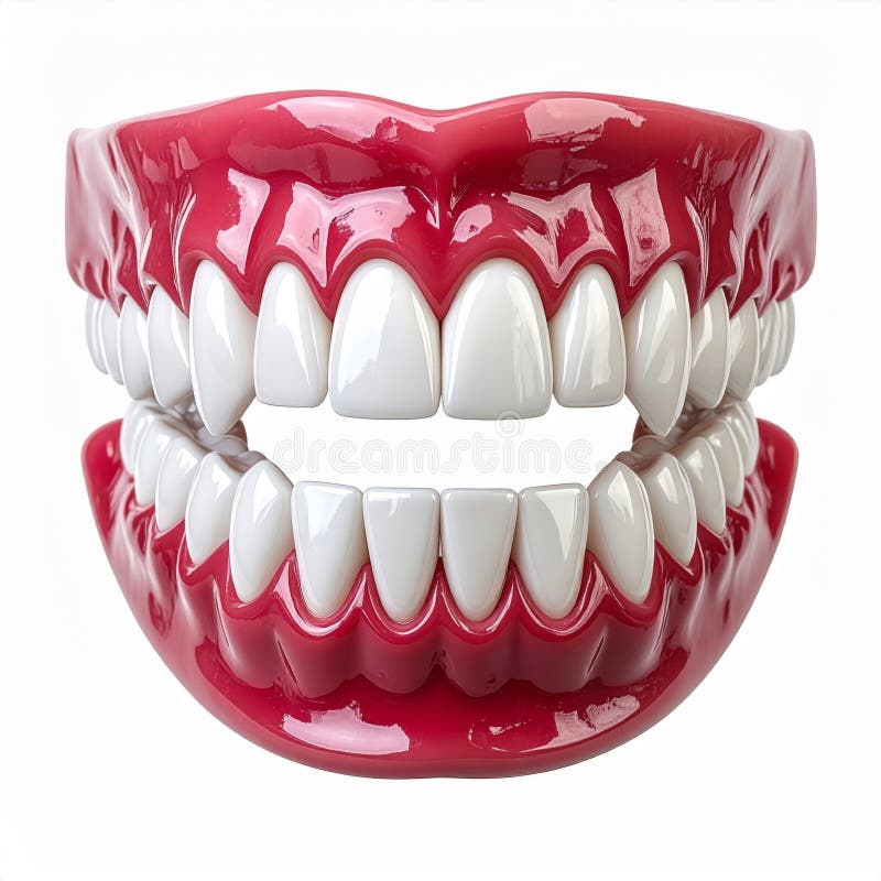 Closeup of a Full Set of Bright White Teeth and Red Gums Stock ...