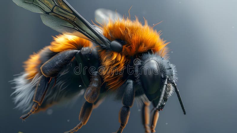 Closeup of a Fuzzy Bee Illustration Stock Photo - Image of antennae ...
