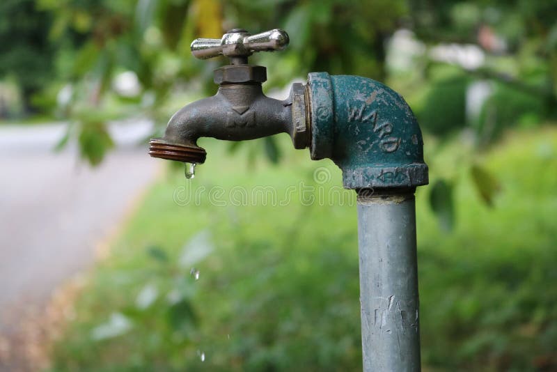 Closeup of a Garden Tap with Dripping Water. Stock Photo - Image of ...