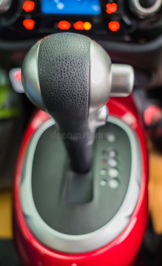 Closeup Gear Stick Driving Car. Interior of Modern Car Stock Photo ...
