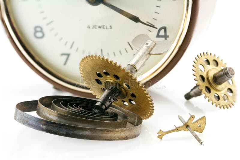 Closeup of Gears and Cogs Clockwork and Clock Springs. Inside Me Stock ...