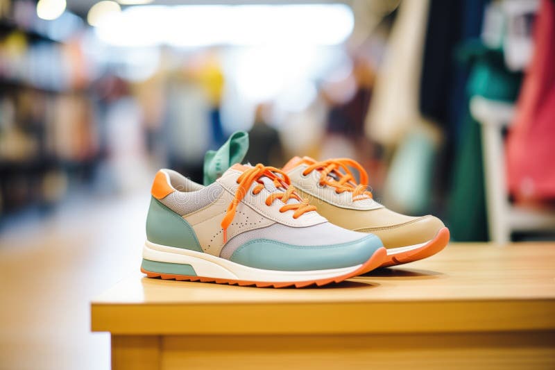 Closeup of Gender-neutral Sneakers in a Shoe Store Stock Photo - Image ...
