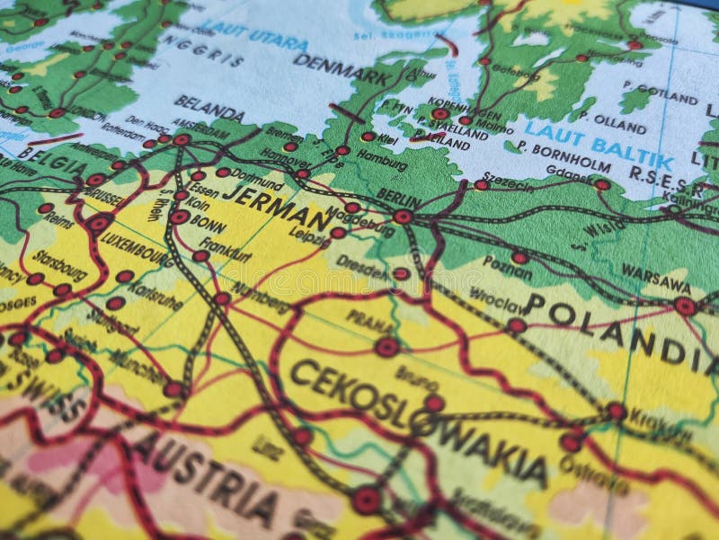 German Country Map and Major Cities Around it on Physical Map Stock ...