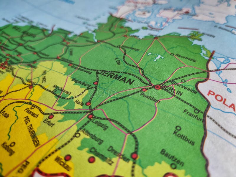 German Country Map and Major Cities Around it on Physical Map Stock ...