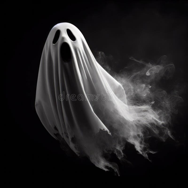 Closeup a Ghost Floating in the Air with Its Mouth Open on Solid Black ...