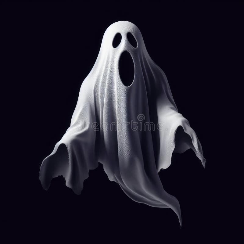 Closeup a Ghost Floating in the Air with Its Mouth Open on Solid Black ...