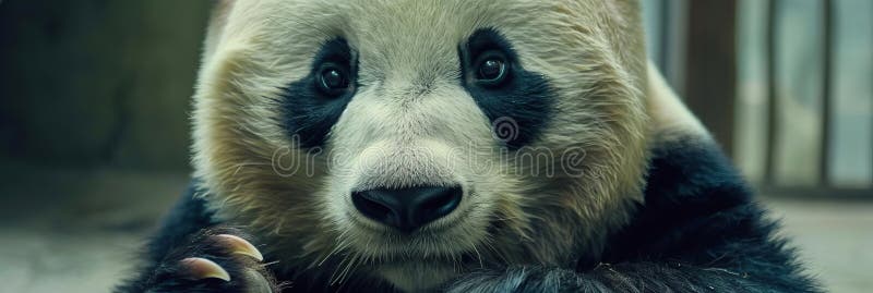 Closeup of a Giant Panda Bear with Visible Claws Stock Illustration ...