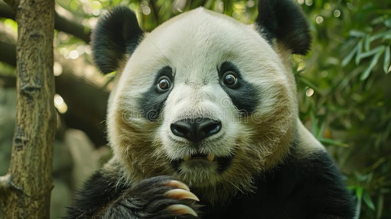 Closeup of a Giant Panda Bear with Visible Claws Stock Illustration ...