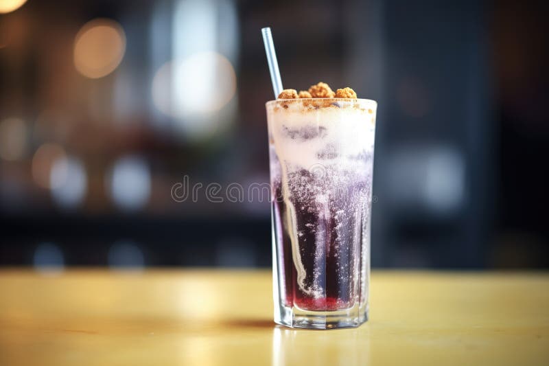 Closeup of a Glass of Blackcurrant Soda with Fizzing Bubbles Stock ...