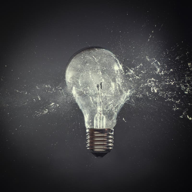 Closeup of Glass Bulb Explosion Stock Photo - Image of explosion ...