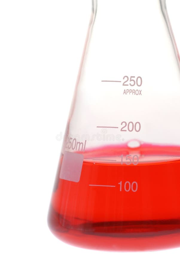 Conical Flask with Sample Isolated on White. Chemistry Laboratory Stock ...