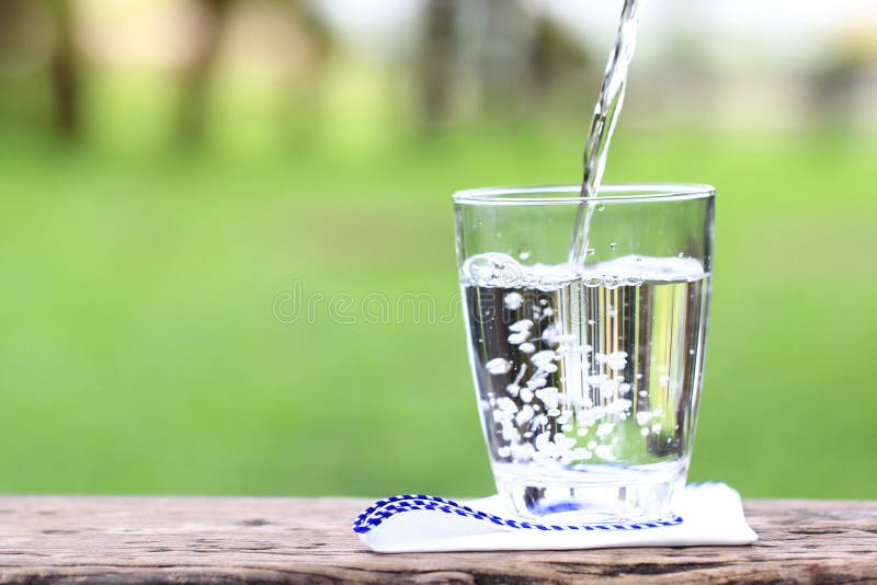 Closeup Glass of Water on Table Nature Background Stock Photo - Image ...