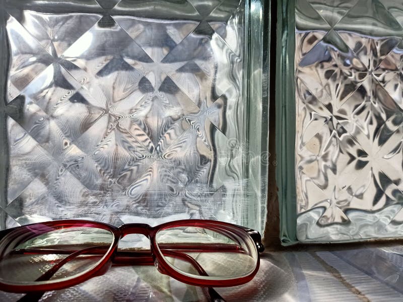 Closeup Glasses Behind the Glass Window Stock Image - Image of glass ...