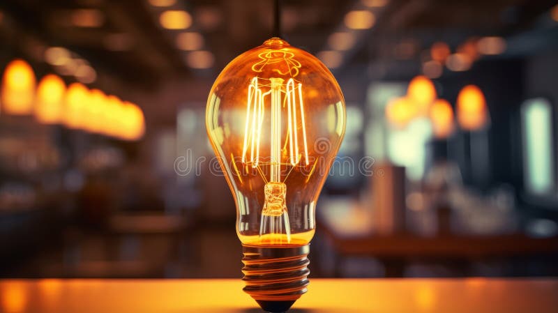 A Closeup of a Glowing Led Filament Bulb Stock Illustration ...