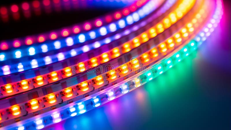 A Closeup of a Glowing Led Strip Light Stock Illustration ...