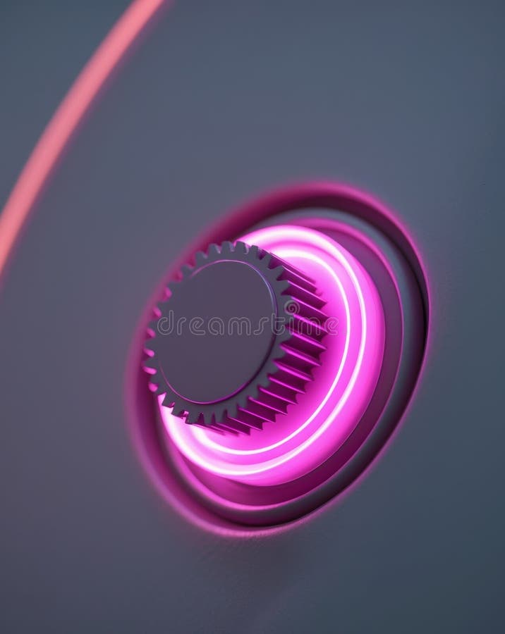 Closeup of Glowing Neon Gear Control Dial Stock Photo - Image of gear ...
