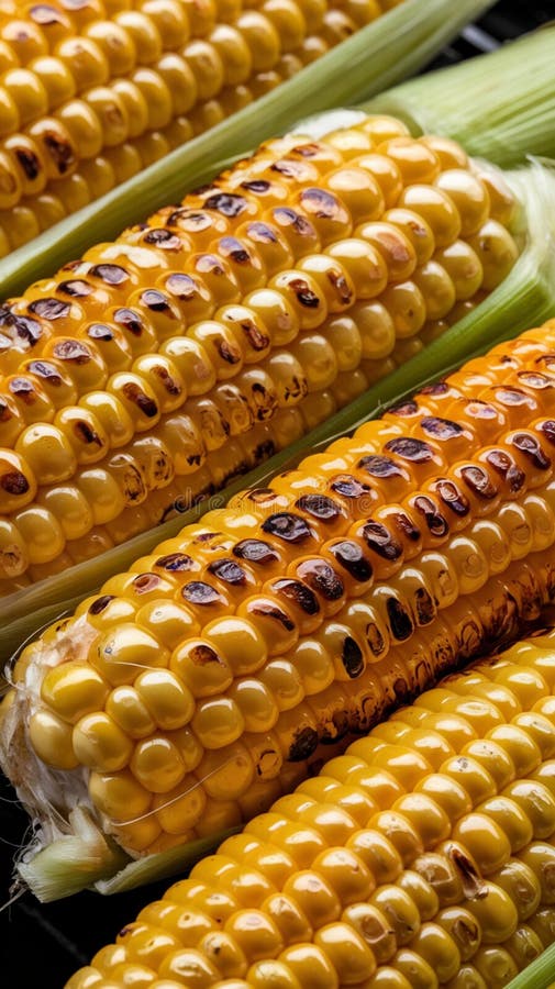 Grilled Corn with Charred Marks, Showcasing Vibrant Yellow and ...