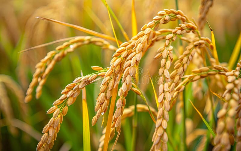 Closeup of Golden Paddy Grains Ready for Harvest Stock Photo - Image of ...