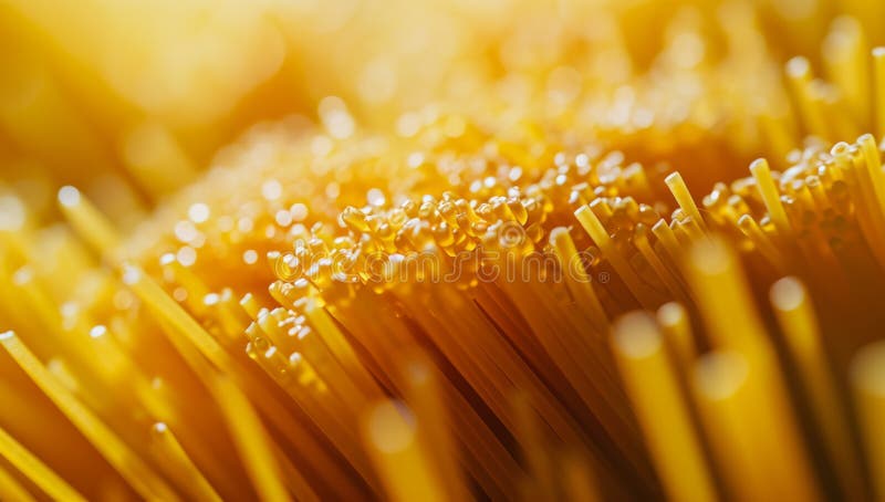 Closeup of Golden Spaghetti Pasta Highlighted by Sunlight Stock ...