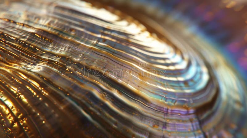 A Closeup of a Goldencolored Shell with a Smooth Iridescent Surface ...