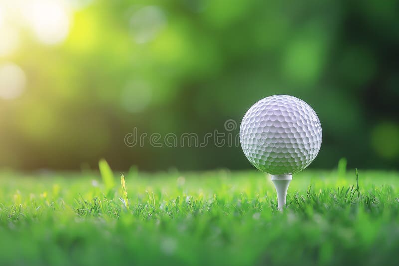 Closeup Golf Ball on Tee with Blur Green by Generative Ai Stock ...
