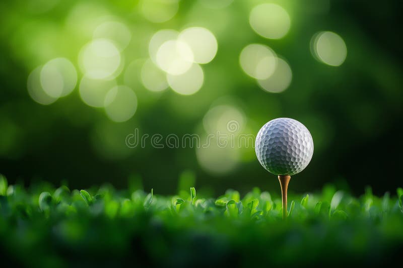 Closeup Golf Ball on Tee with Blur Green by Generative Ai Stock ...