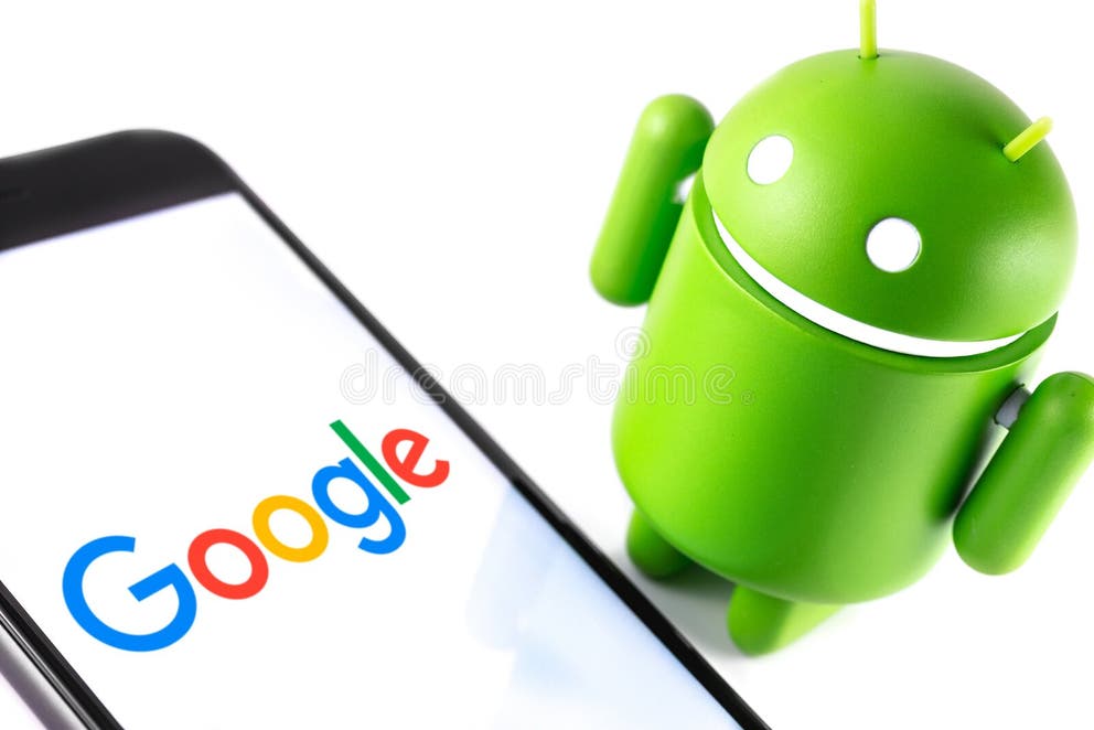 Google Android Figure and Smartphone with Google Logo Editorial Stock ...