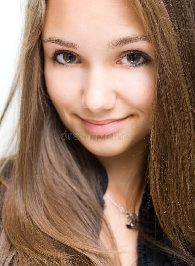 Closeup Of Gorgeous Young Brunette Girl. Stock Image - Image of ...