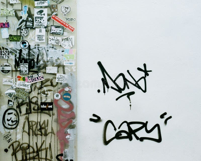 Closeup of Graffiti Arts on a White Wall Editorial Stock Image - Image ...