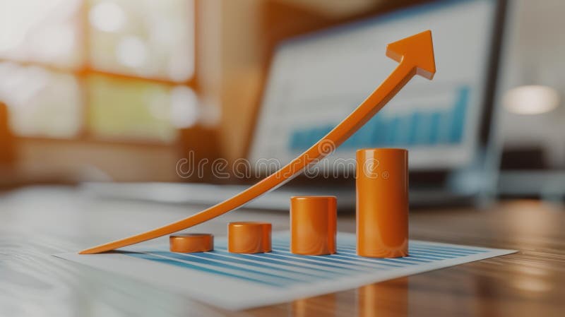 A Closeup of a Graph on a Desk with Blurred Office Background ...