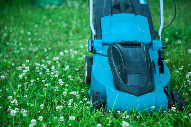 Closeup of grassmower stock image. Image of summer, field - 96143223