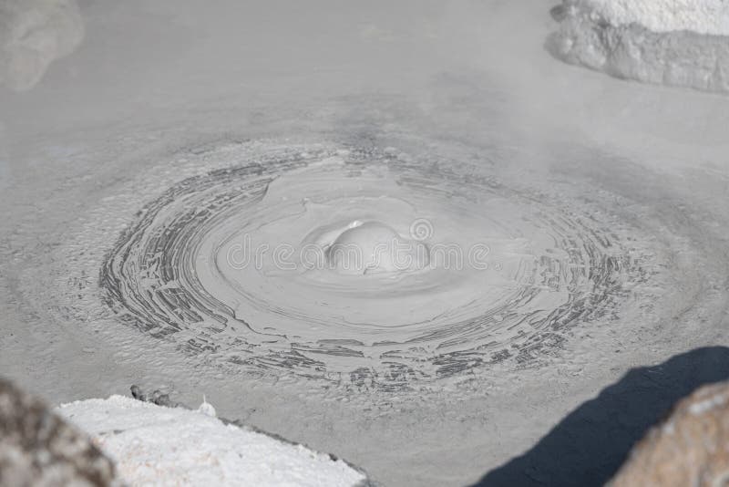 Closeup of Gray Mud Boiling Bubble Hell Hot Springs at Japan Stock ...