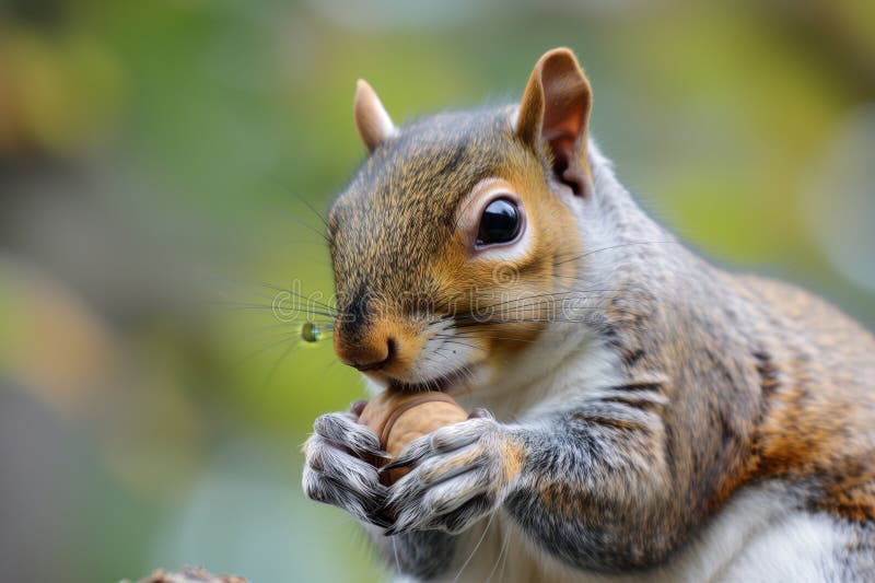 Closeup of Gray Squirrel Holding Walnut with Both Paws Stock Photo ...