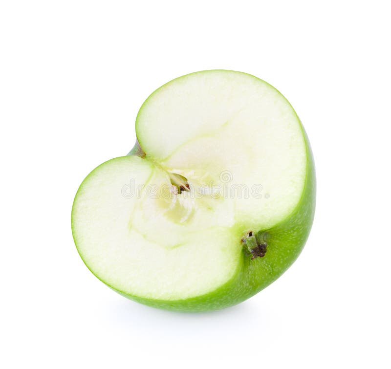 Closeup of Green Apple Half Isolated on White Stock Photo - Image of ...