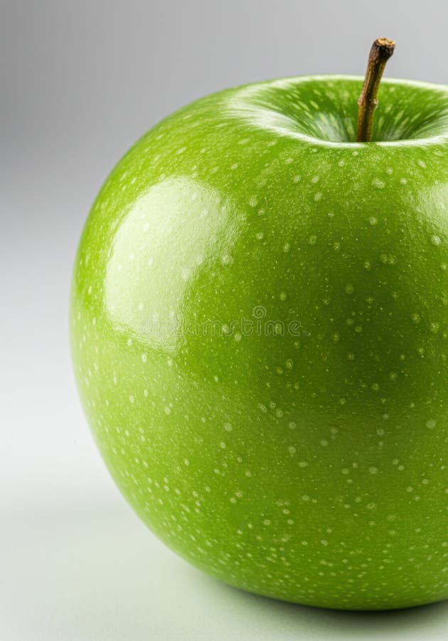 Closeup of a Green Apple on White Background Stock Illustration - Illustration of round ...