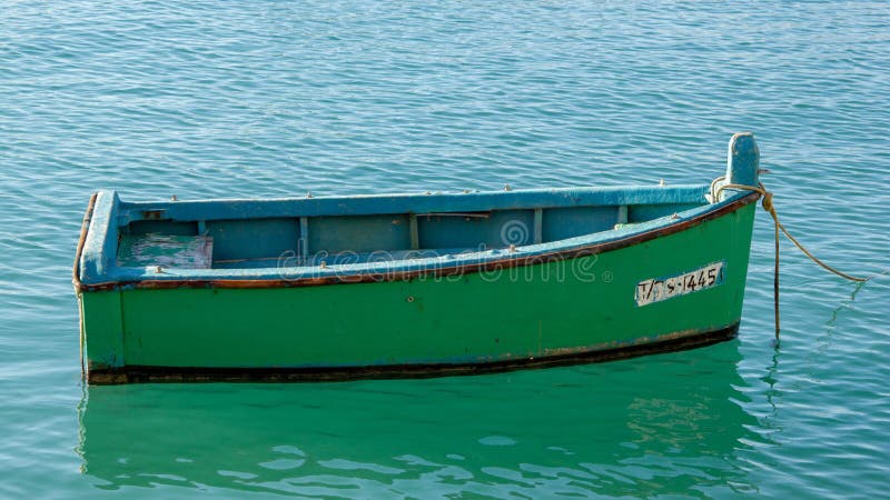 Closeup of Green Boat in Water Editorial Stock Photo - Image of beach ...