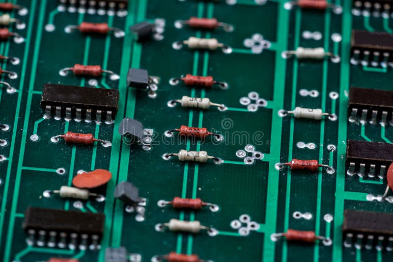 Closeup of Green Electronic Computer Hardware. Circuit Design Stock ...