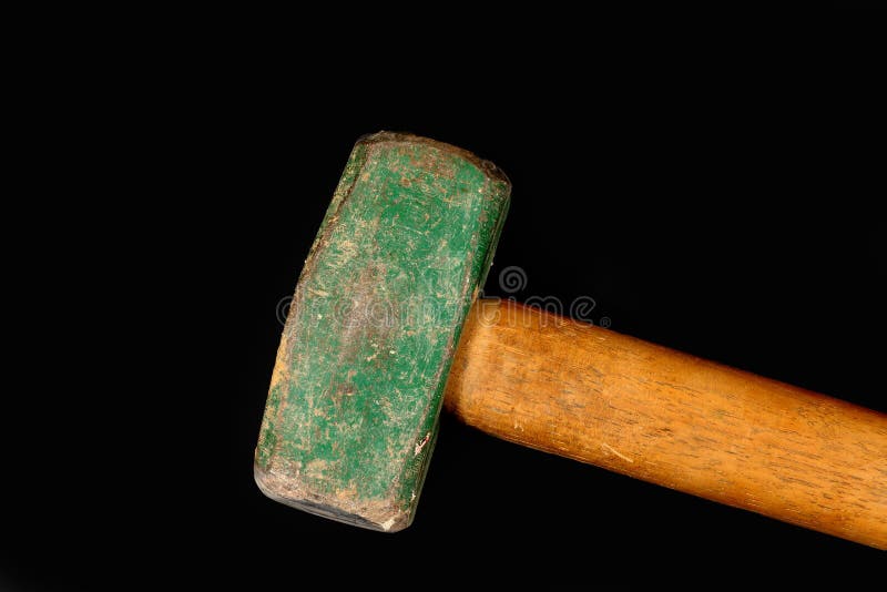 Closeup of a Green Mallet Head and Wooden Handle Stock Photo - Image of ...